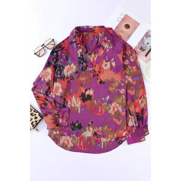 DEAR LOVER | Tops | New Dear Lover Vneck Graffiti Pattern Long Puff ...